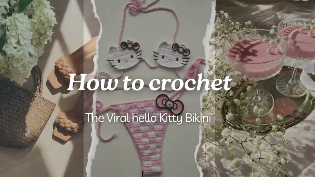 🌷🪷HOW TO CROCHET THE VIRAL HELLO KITTY BIKINI | tutorial 002🌸🎀# ...