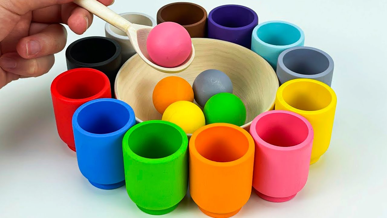 Best Learning Numbers and Colors with Rainbow Balls and Cups ...