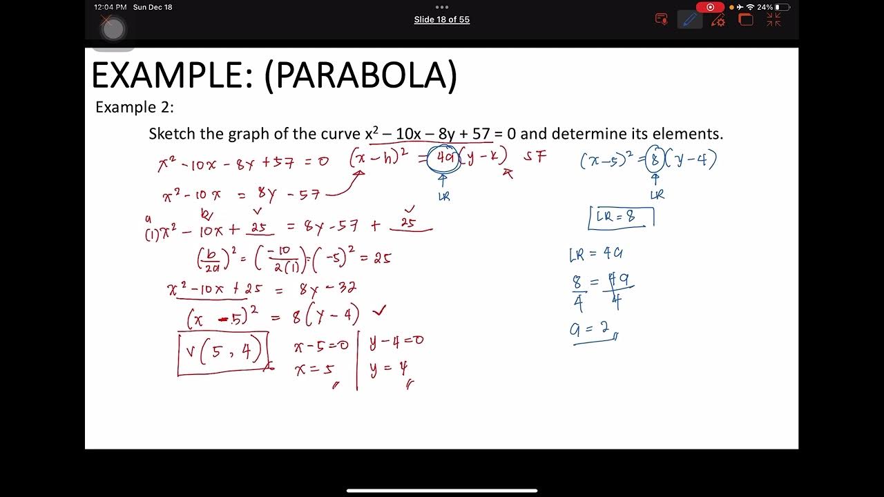 Conic Section: The Parabola Example 2 - YouTube