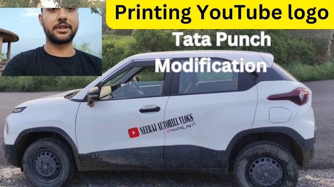 Tata Punch Modification !! Printing YouTube logo (stickers) in my punch ...