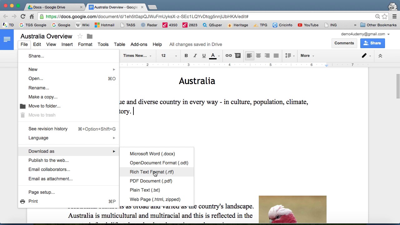 Google Docs - Downloading in Different File Formats - YouTube