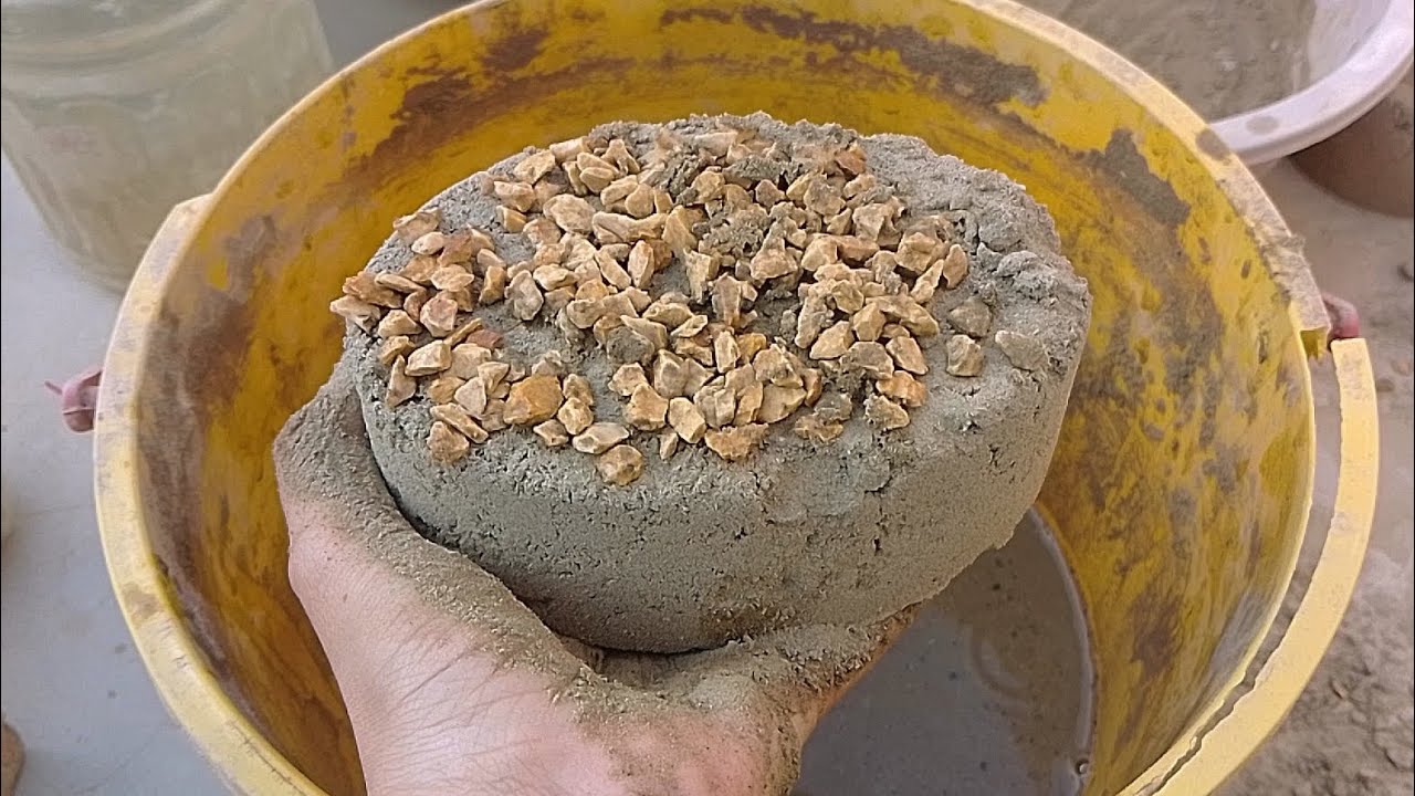 ASMR: gritty big stone fine Sand water 💦 crumbling in bucket 🪣 ...