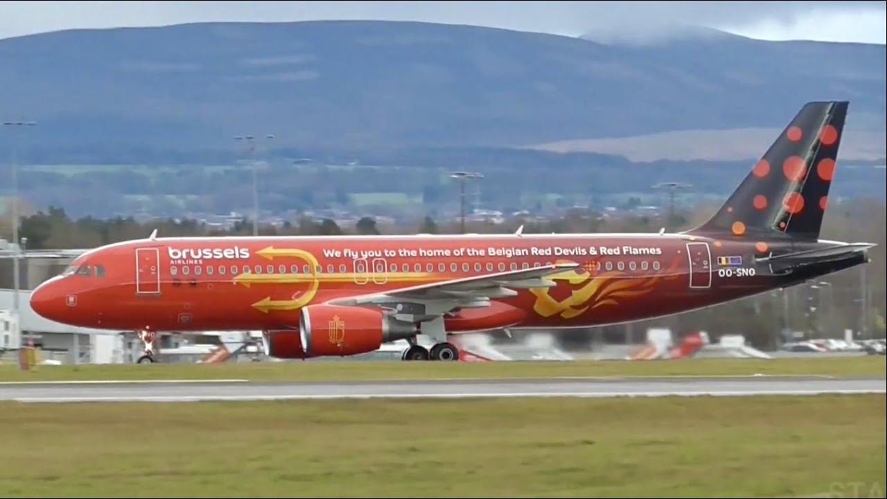 Brussels Airlines (Red devils livery) Airbus A320-200 at Edinburgh ...