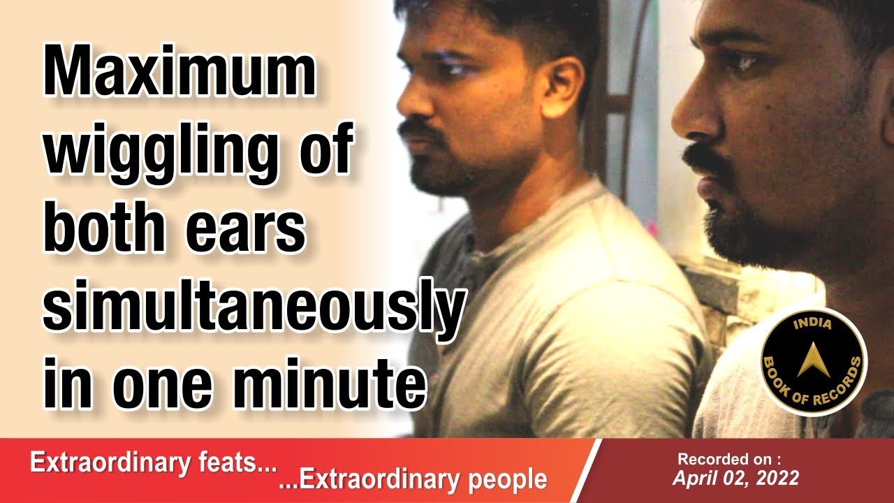 Maximum wiggling of both ears simultaneously in one minute - YouTube