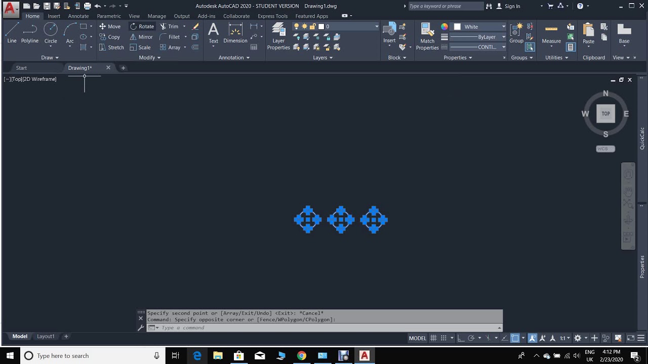 AUTO CAD TUTORIAL FOR COPY, ROTATE AND MIRROR COMMANDS - YouTube