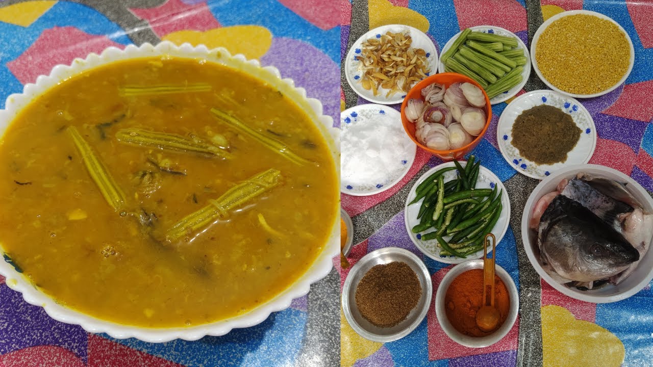 সজনা ডাটা,মুগ ডাল ও রুই মাছের মুড়িঘন্ট রেসিপি। Sajna Data, Mugdal ...