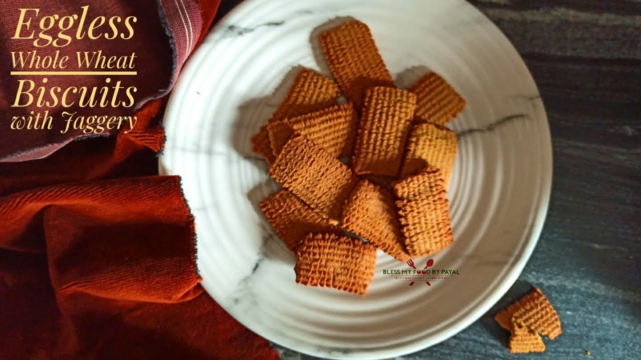 Eggless atta biscuits with jaggery | whole wheat jaggery cookies | atta ...
