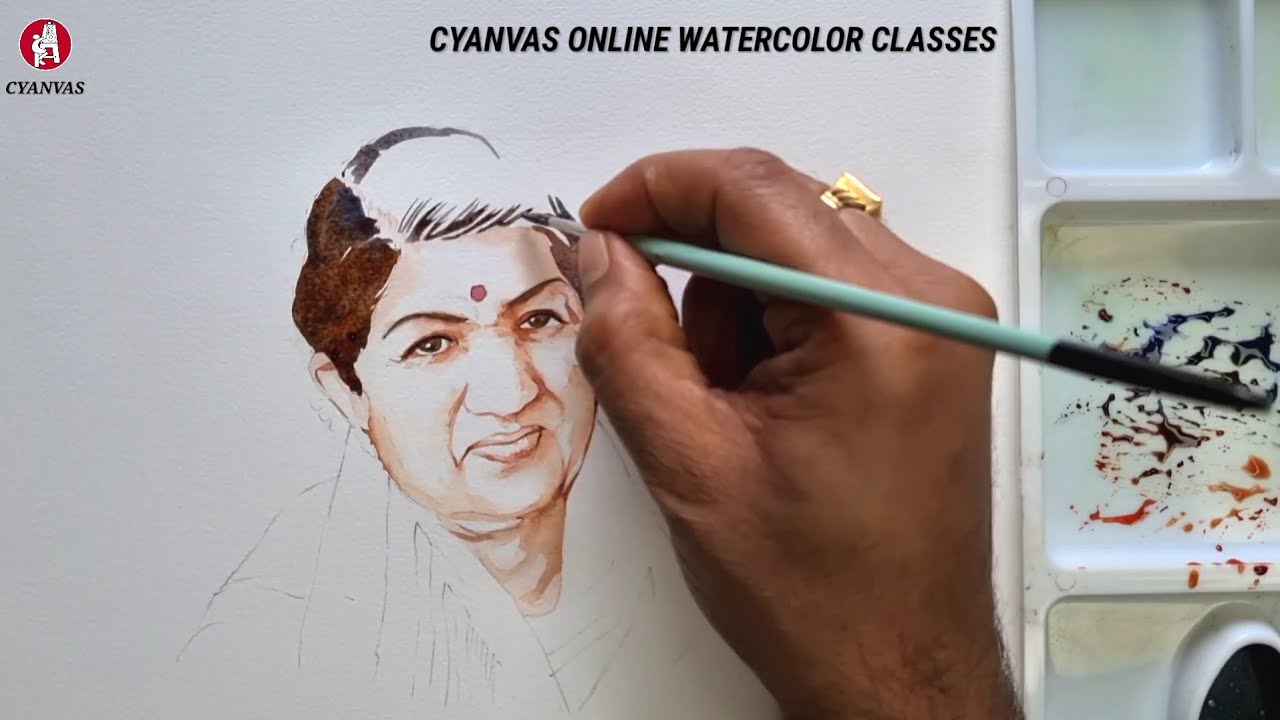 LATA MANGESHKAR PAINTING / LATA MANGESHKAR DRAWING WITH WATERCOLOR / # ...