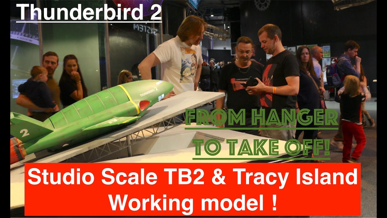 Thunderbird 2 Studio Scale working Model with Tracy Island hangar, runway & rising launch ramp ...