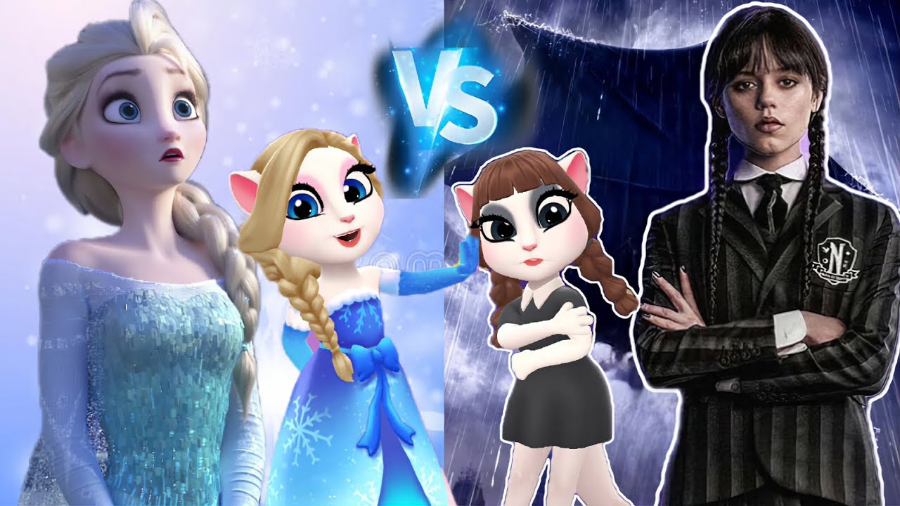 My Talking Angela 2 - 🥰 Frozen Queen Elsa Vs Wednesday Addams 🥰 New ...