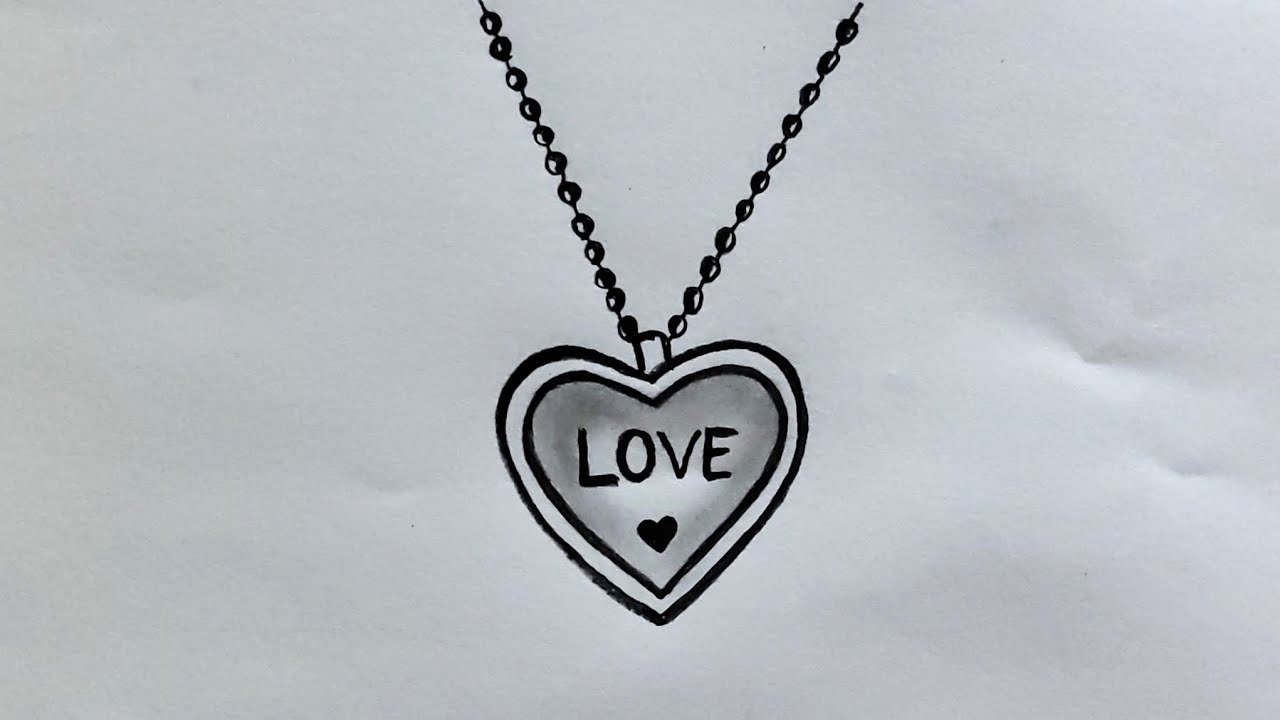 Easy love locket drawing - pencil sketch/How to draw love / Love ...