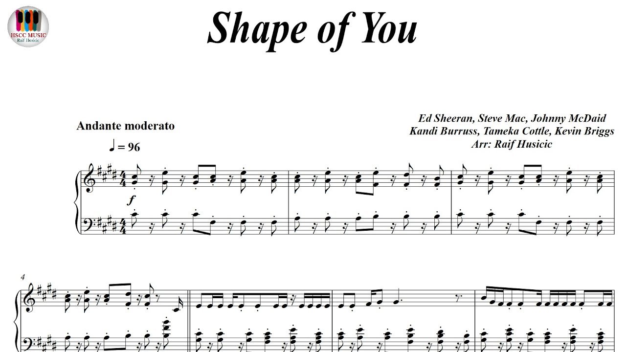 Shape of You - Ed Sheeran, Piano Sheet Music - YouTube