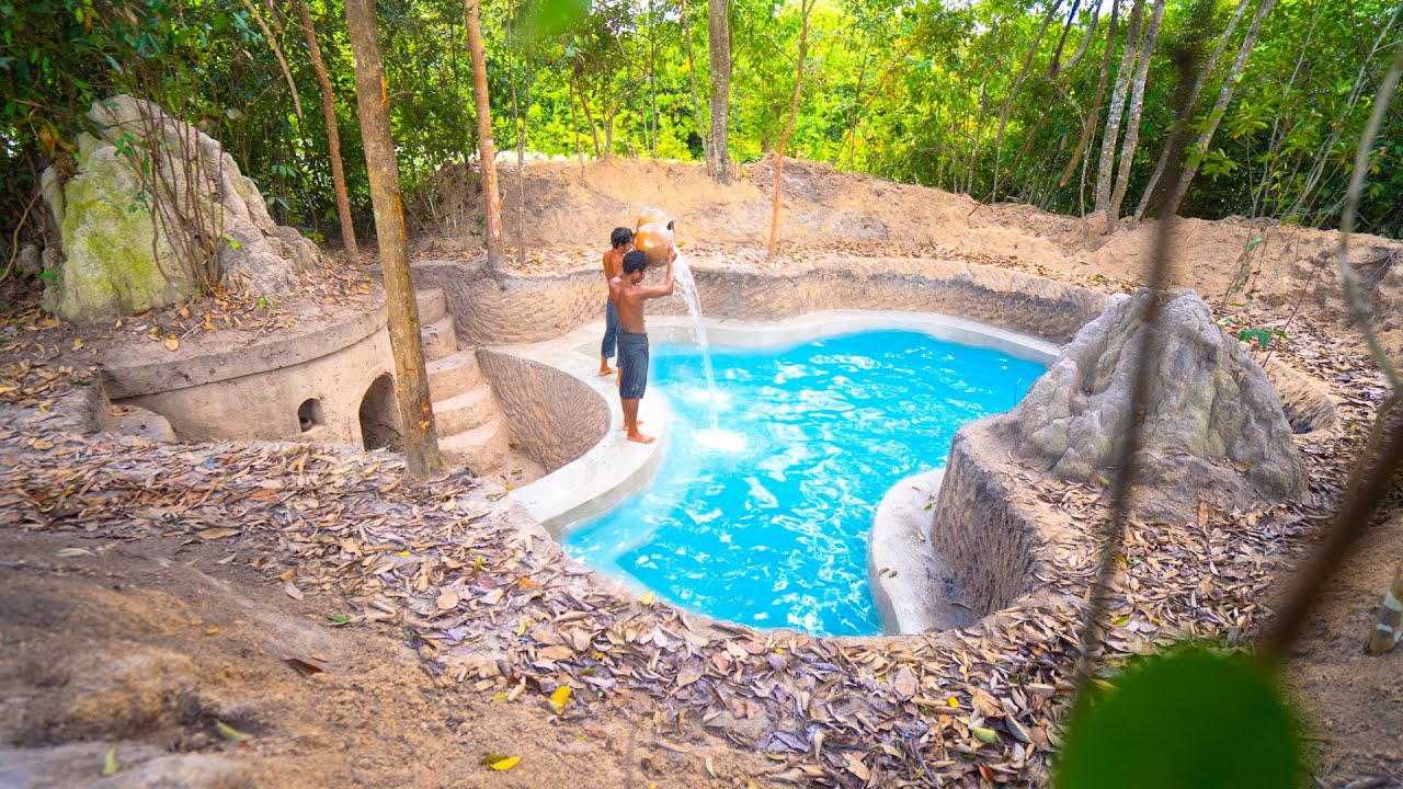 Building The Most Amazing Underground House Around Swimming Pool by ...