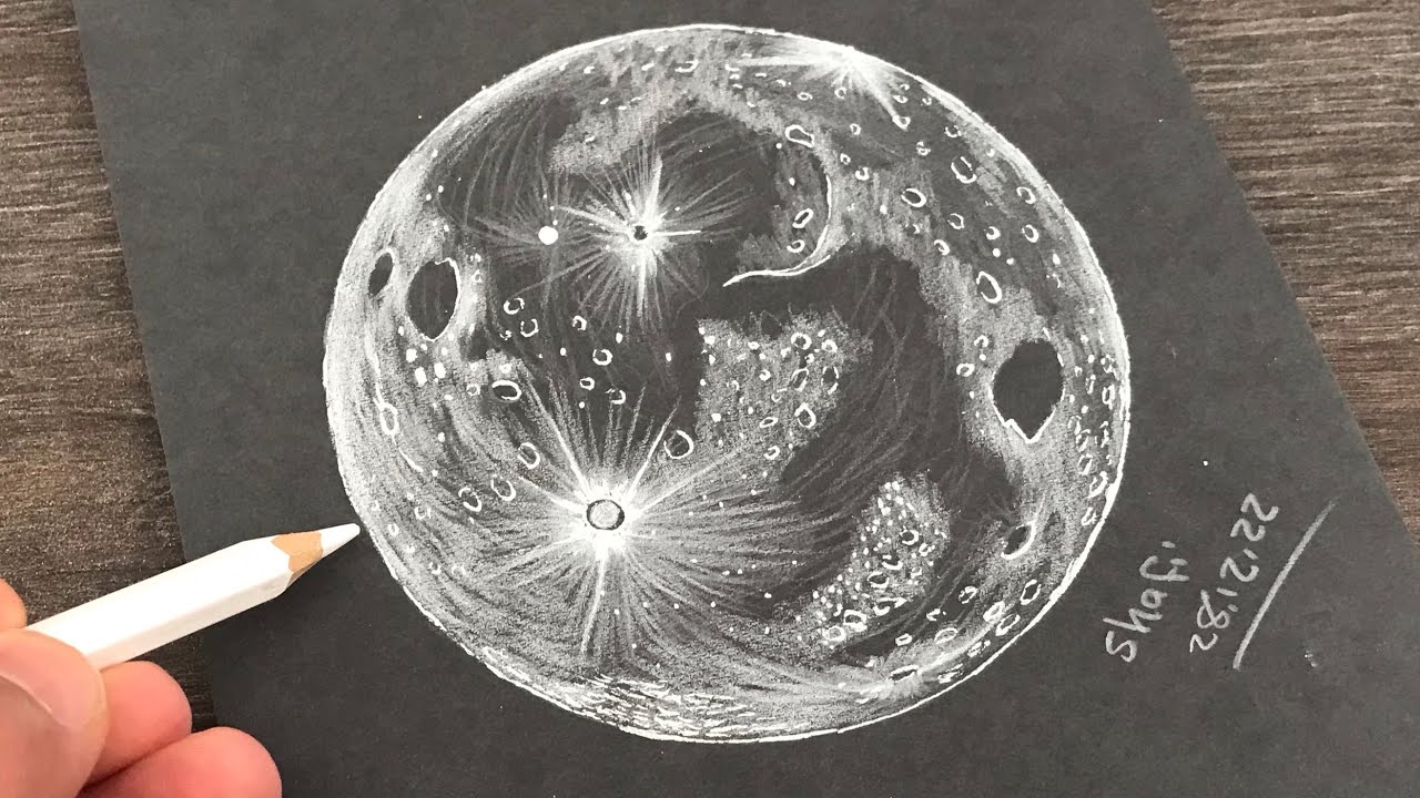 Very easy moon drawing on black paper - kolay ay çizimi - YouTube