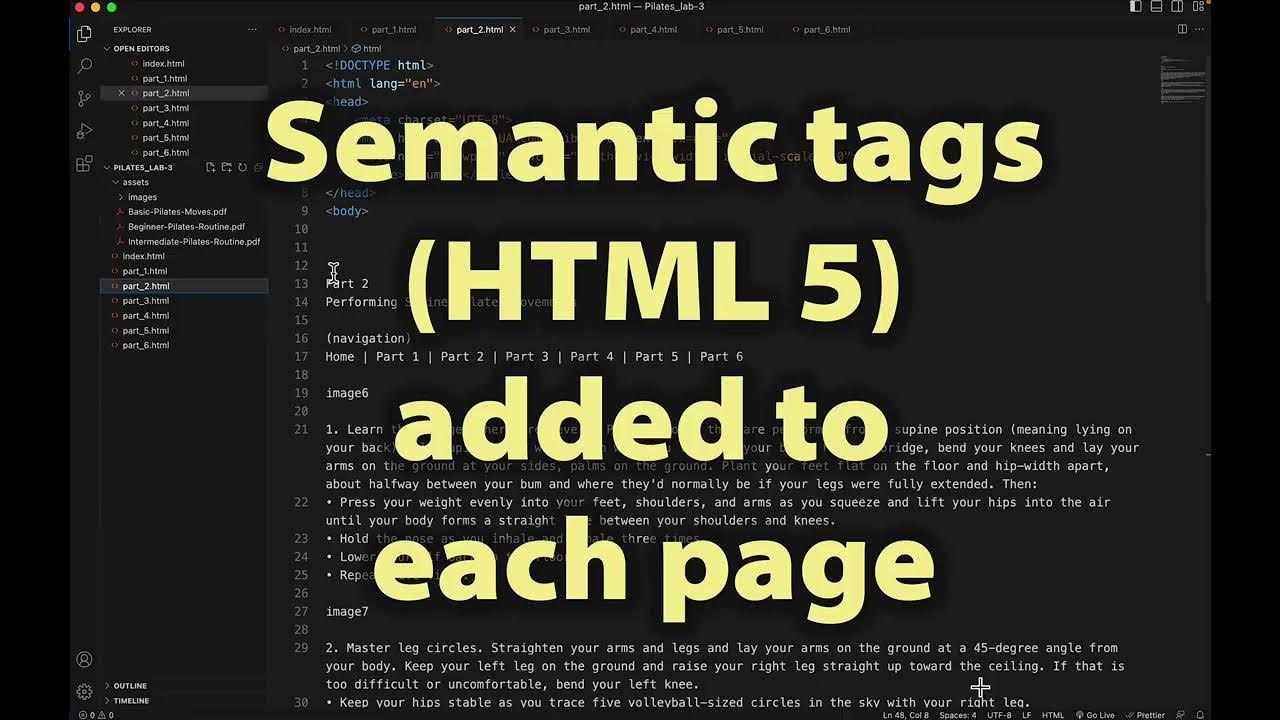 Pilates lab(b) HTML skeleton and semantic markup (HTML5) - YouTube