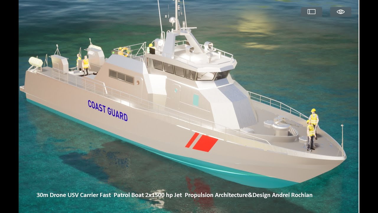 30m Drone USV Carrier Fast Patrol Boat "HORIA AGARICI" Architecture ...