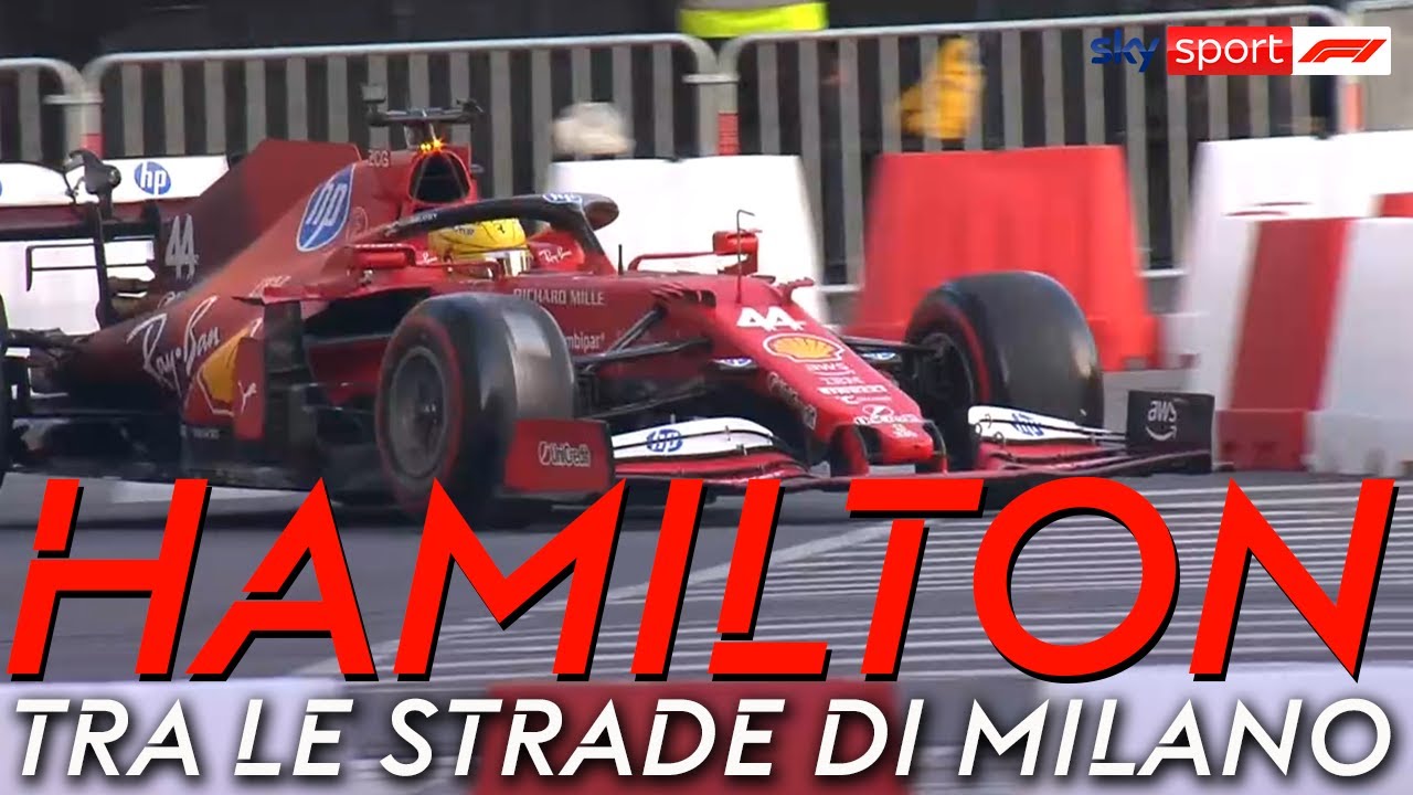 Ferrari a Milano, Hamilton al volante della vettura di F1: l'on board e ...