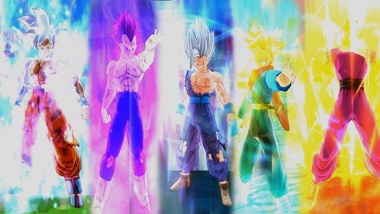 ALL TRANSFORMATIONS COMPLETE DRAGON BALL SUPER HERO BUDOKAI TENKAIHI 4 ...