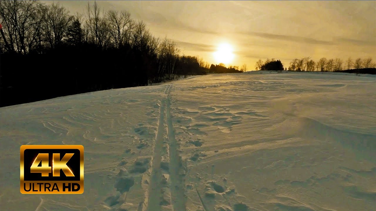 4K Virtual Cross Country Skiing - Sunset X-Ski - Nordic Skiing - YouTube