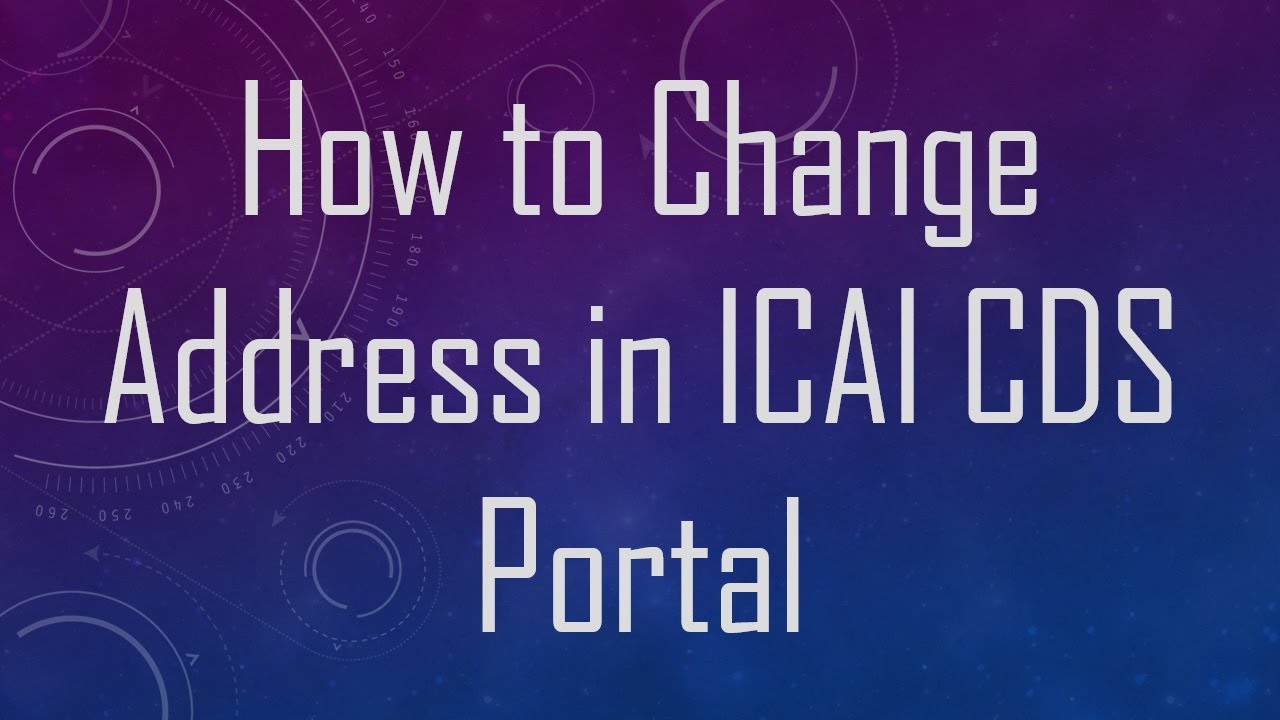 How to Change Address in ICAI CDS Portal - YouTube