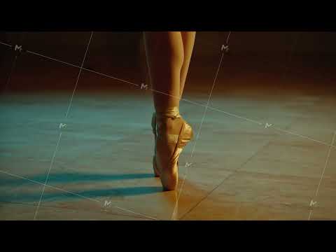 Close up ballet dancer feet in pointe shoes