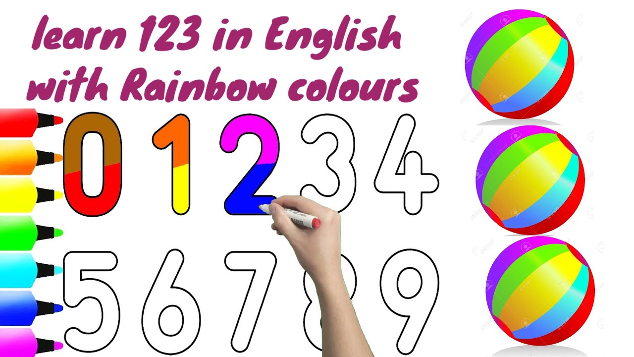 🌈Draw and count 1 to 10 with Rainbow colors| 1,2,3 numbers counting ...