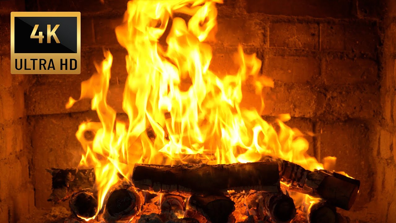 🔥 Crackling Fireplace 4K. Burning Fireplace & Crackling Fire Sounds ...