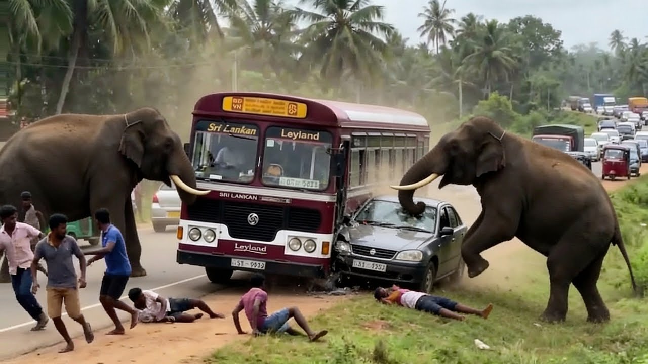 Heart-Stopping Moment: Elephant Smashes Windshield for Food - YouTube