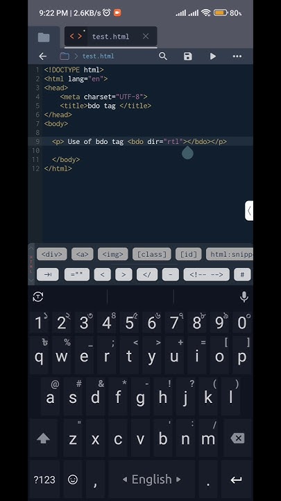 Use of bdo tag in html by using mobile || Online coder bd || #coding #code #html #chatgpt # ...