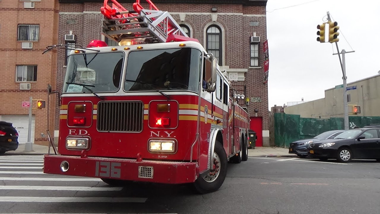 FDNY Ladder 136 Spare returning to its quarters - YouTube
