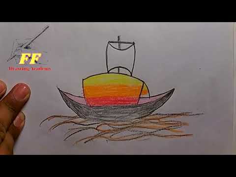 How to draw a Beautiful Boat quickly || Village Boat drawing easy ...