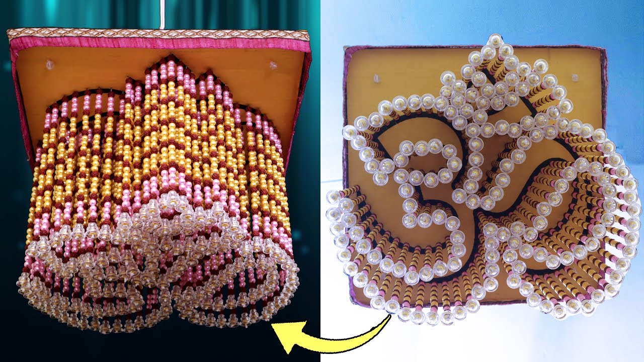 Creative Pearls Wall Hanging Idea || DIY Pearl Chandelier || Jhumar ...