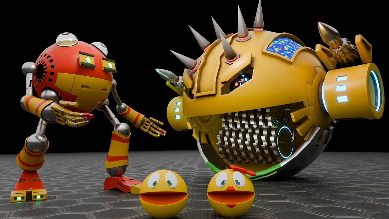Pacman & Robot Protector vs Shredder - Spiky Combat Monster - YouTube