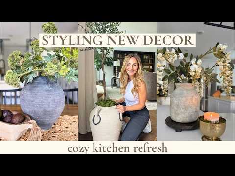 DECORATE WITH ME | Styling New Decor for a Cozy Kitchen Refresh | Neutral Summer Decor Ideas