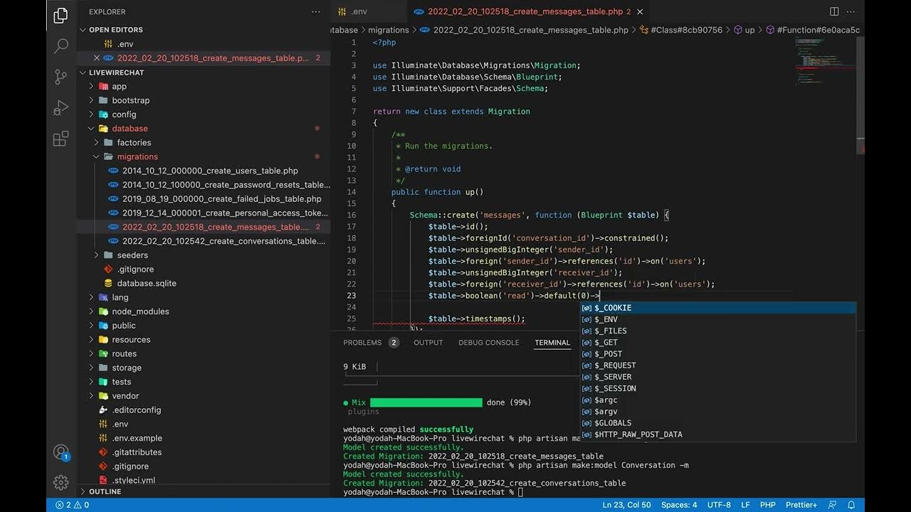 4 create models (Laravel-Livewire Chat-Message) - YouTube
