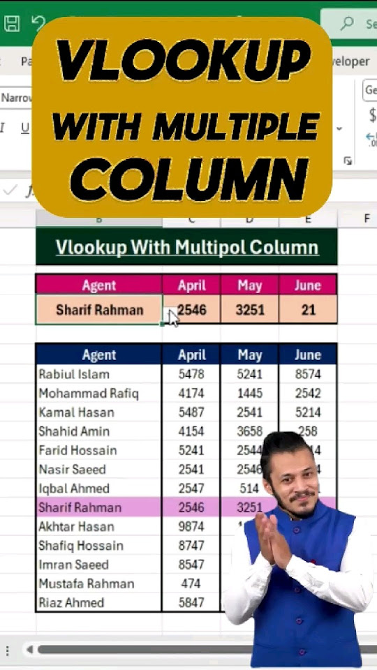 Excel Pro Trick: Vlookup With Multiple Column Tutorial in Excel ||#exceltips - YouTube