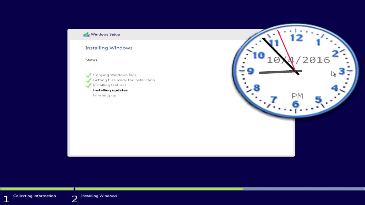 {47} install windows 10 anniversary with clock - YouTube