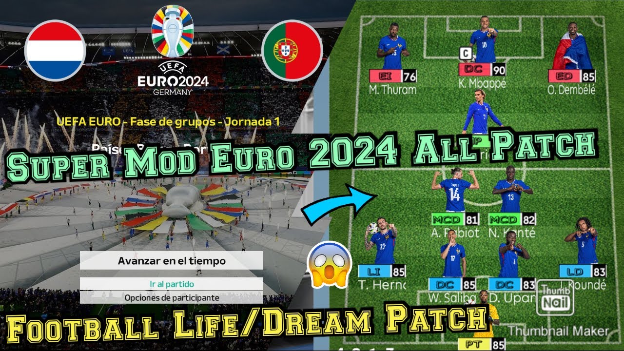 Super Mod Euro 2024 Minifaces y Menu Football life y Dream Patch - YouTube