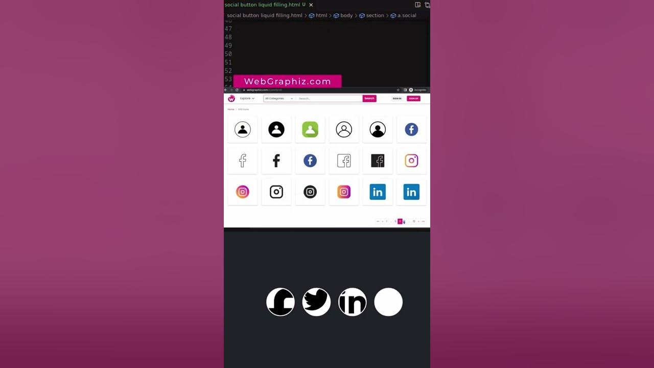How to Create Icon Button with Liquid Filling Effect in HTML CSS only | Geekboots - YouTube