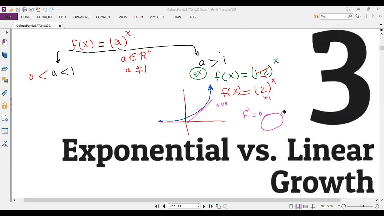 #Chapter 3 (Explanation Exponential vs. Linear Growth) #Panda #SAT #EST #explanation 2nd Edition ...