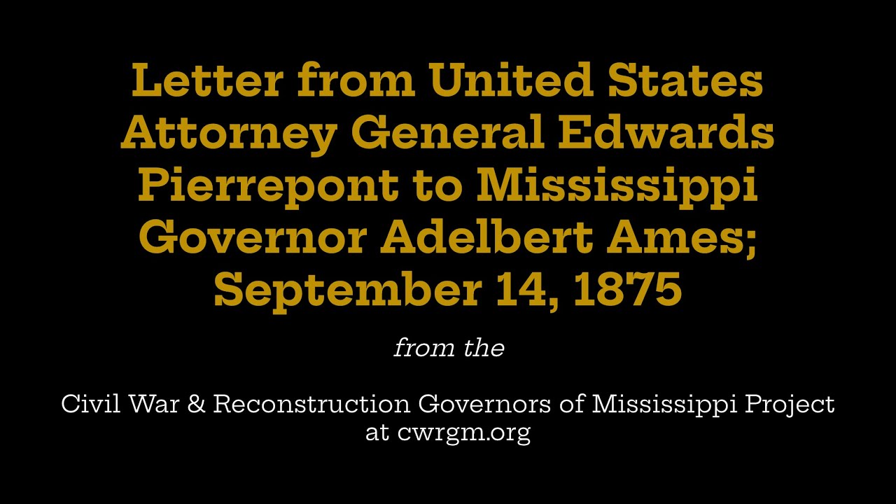 Letter from United States Attorney General Edwards Pierrepont to ...