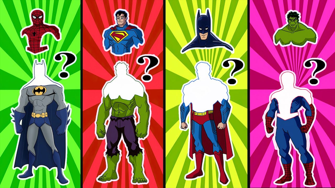 Epic Superhero Face Match! Batman, Hulk, Superman & Spider-Man Identity ...