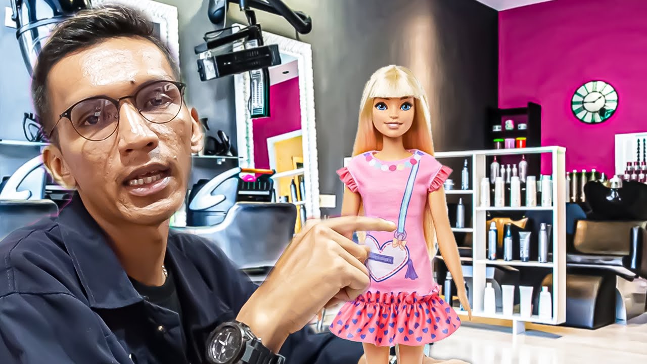 CHALLENGE KE SALON MINTA CUKURIN RAMBUT BARBIE! - YouTube