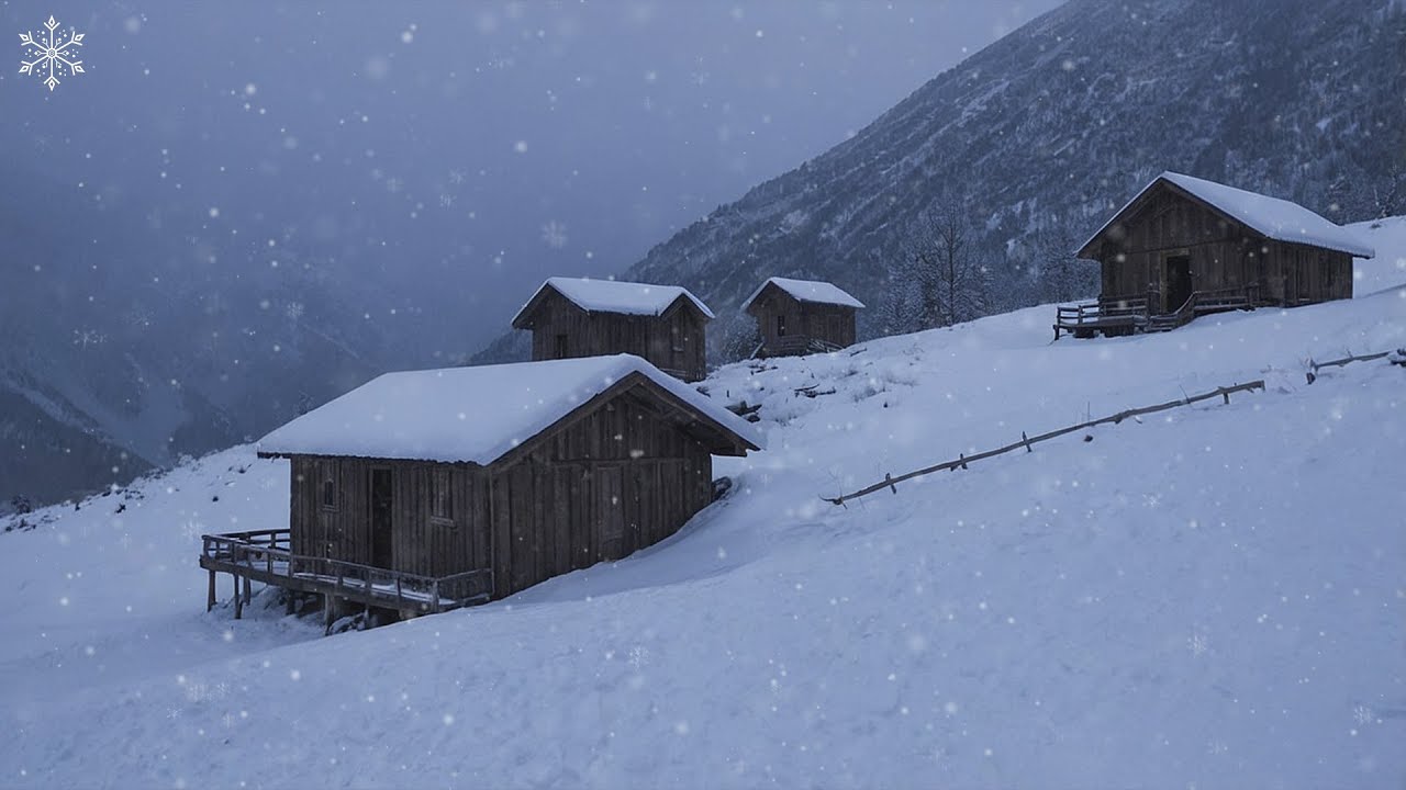 Snowstorm at a Frozen Wooden Hut┇Howling Wind & Blowing Snow┇Freezing ...