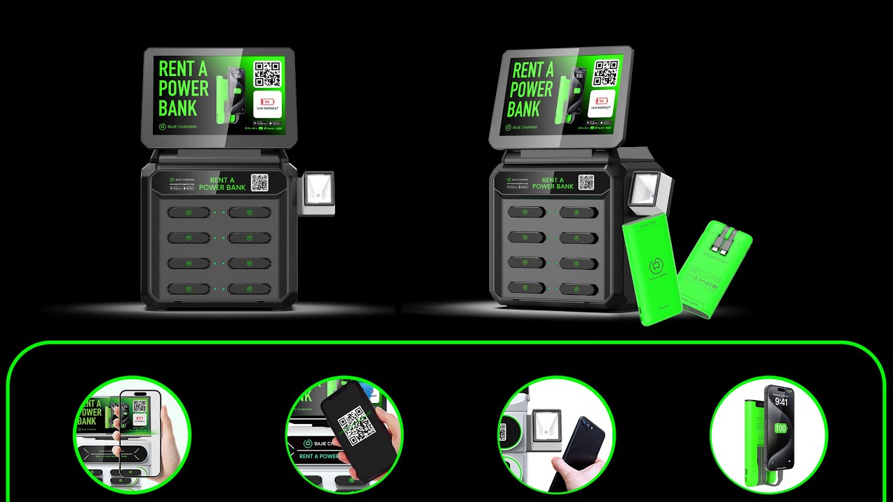 8-slot & with Scanner & power bank sharing station - YouTube