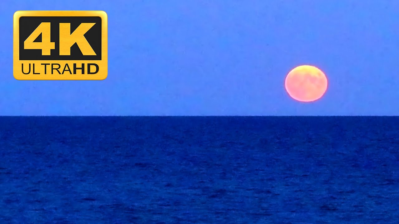 Moonrise Over The Sea - relax video [With Music] - the moon video - YouTube