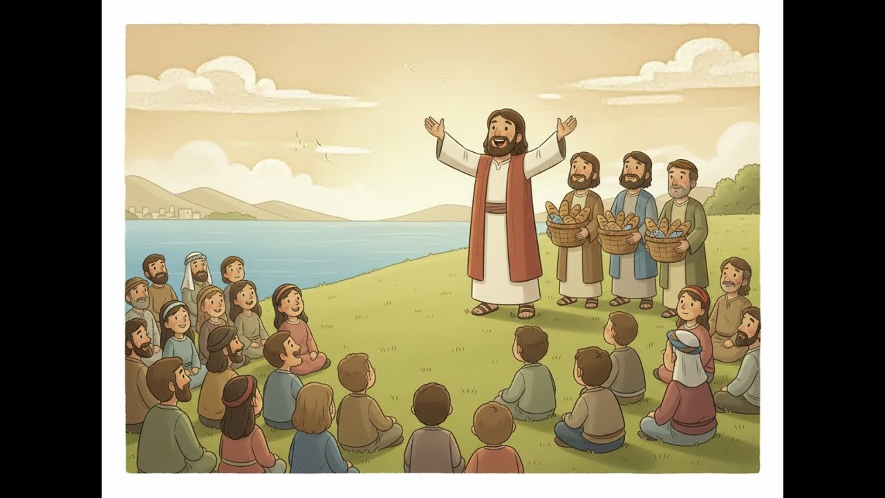 The Feeding of the 5,000 Bible Story for Kids | Jesus Feeds the Hungry ...