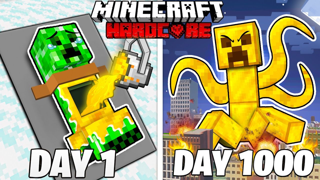 I Survived 1000 Days as a GOLDEN CREEPER In Hardcore Minecraft (Full ...