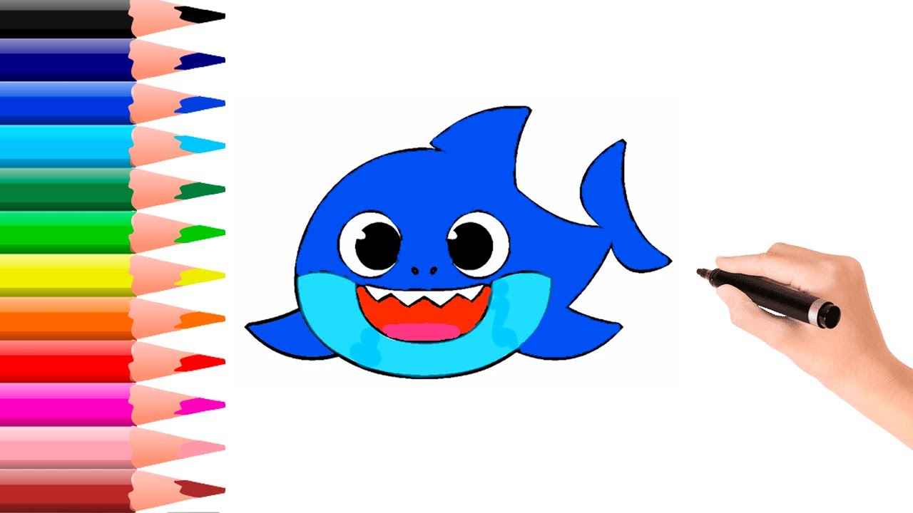 How to Draw Baby Shark | Easy Drawing | Coloring Pages - YouTube