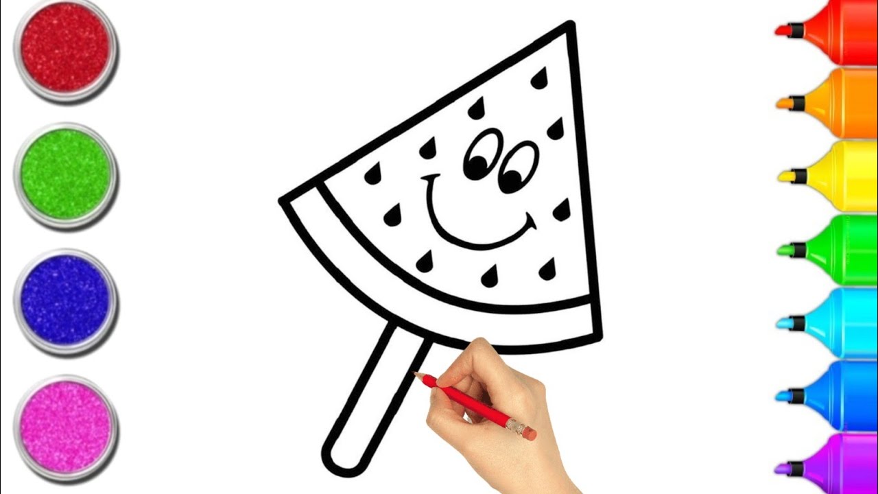 How To Draw Watermelon Slice|| Watermelon Drawing Easy With Colour ...